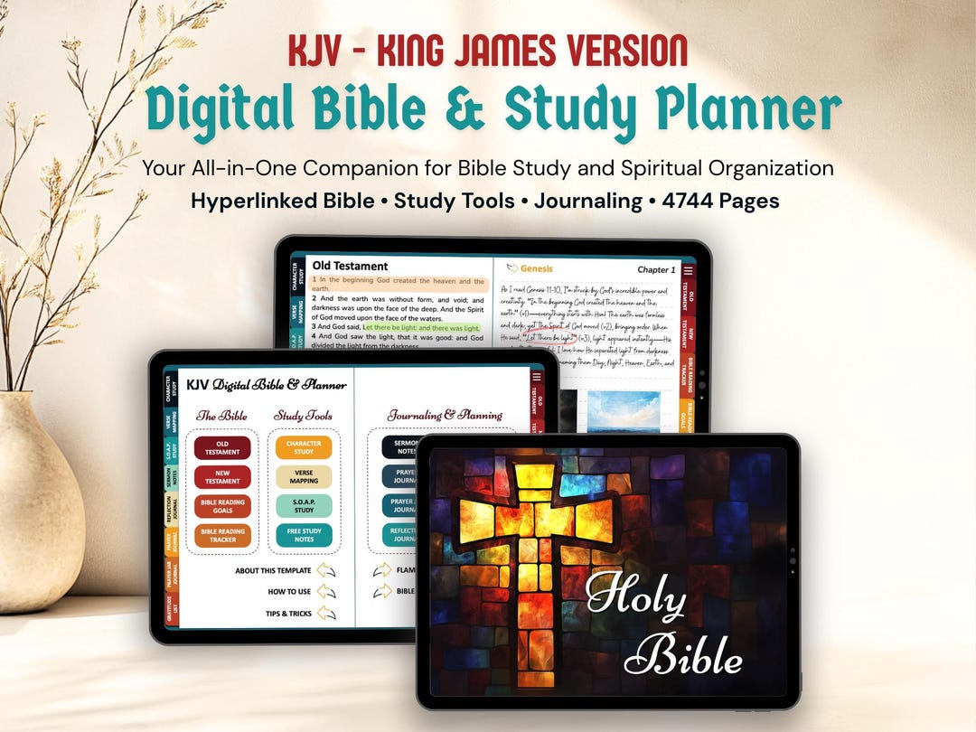KJV Digital Bible Study Planner - Full Scripture, Hyperlinked, Prayer ...