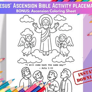 Jesus' Ascension Bible Activity Placemat for Kids – Printable Games ...
