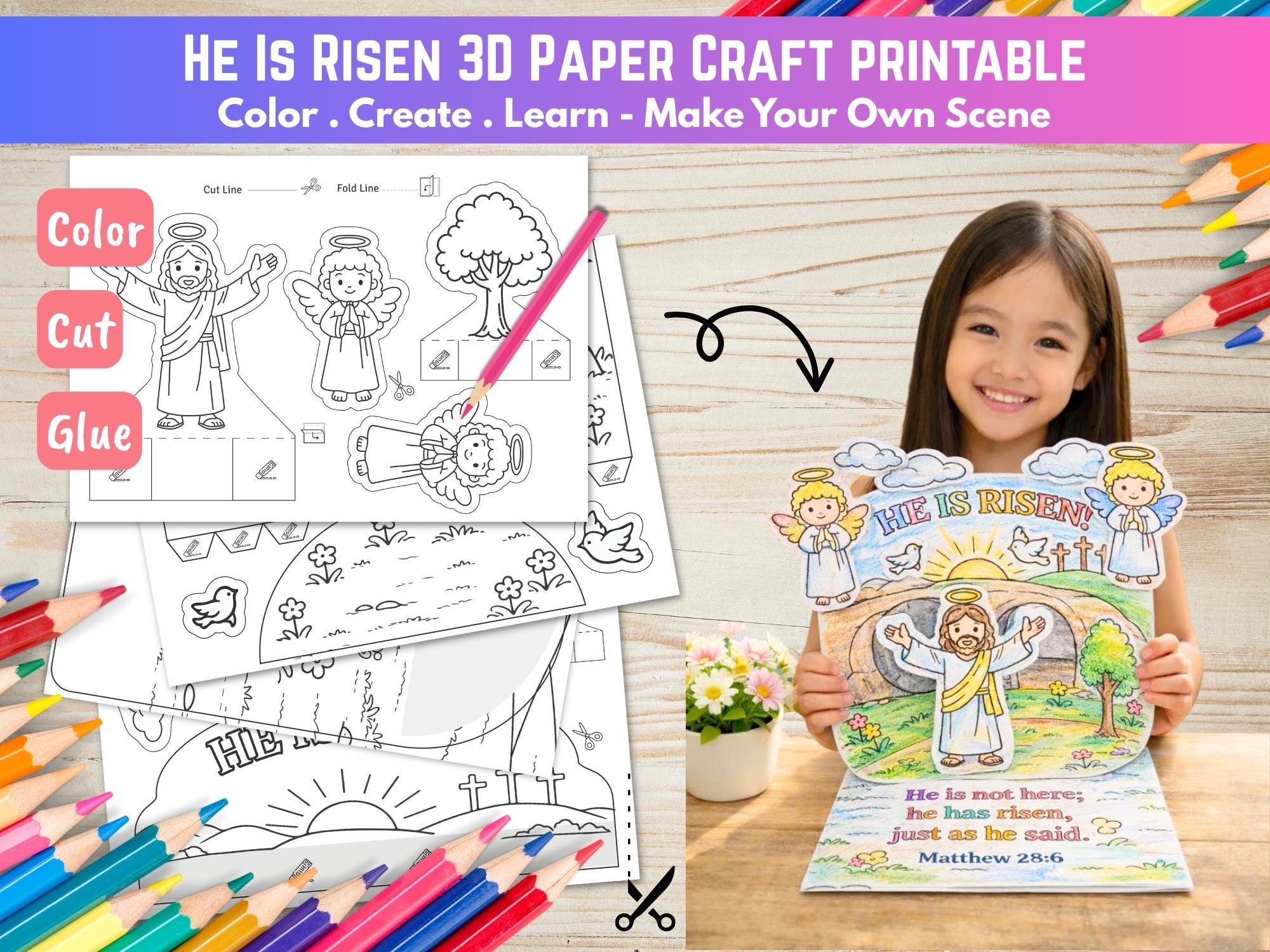 Easter Resurrection 3D Paper Craft Diorama | Jesus is Risen Bible ...