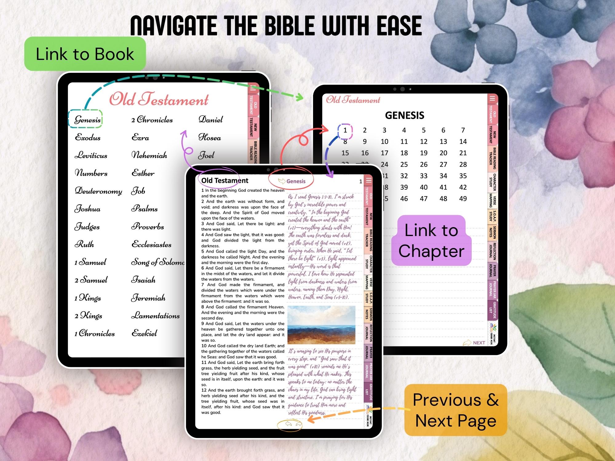 All-in-one KJV Digital Bible Study Planner Pink Purple, Hyperlinked PDF ...