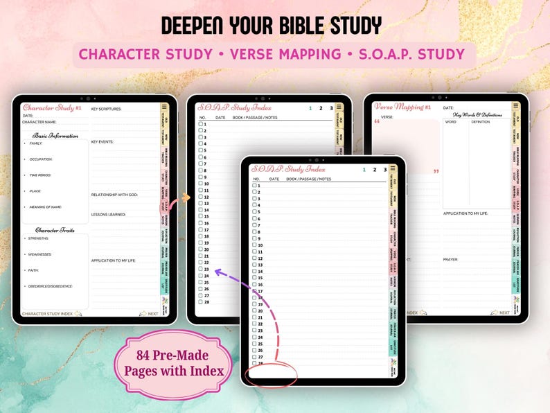 All-in-one ASV Digital Bible Study Planner in Pink, Hyperlinked PDF for ...