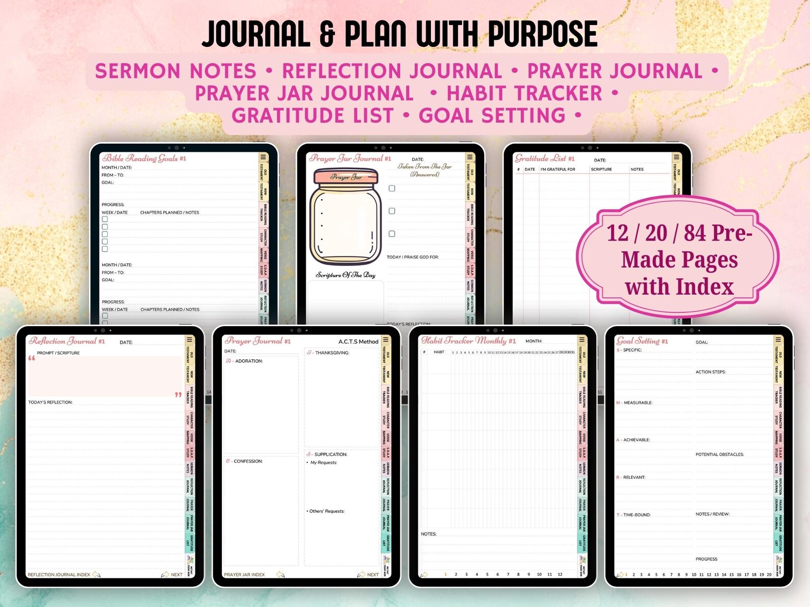 All-in-one ASV Digital Bible Study Planner in Pink, Hyperlinked PDF for ...