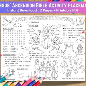 Jesus' Ascension Bible Activity Placemat for Kids – Printable Games ...