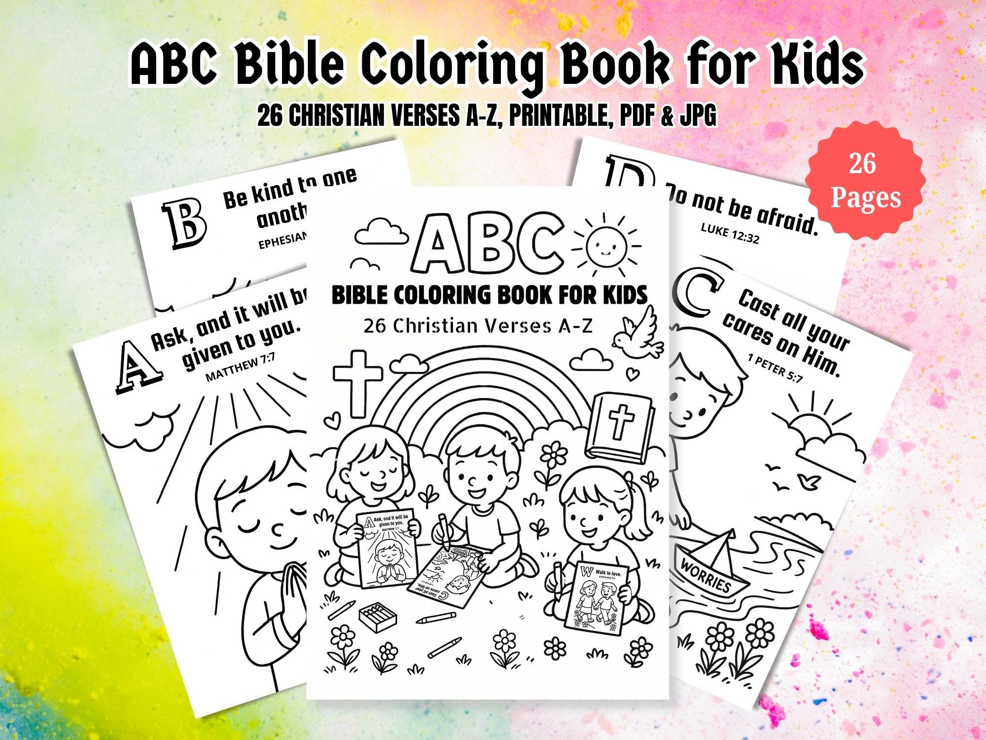 ABC Bible Coloring Book for Kids - 26 Christian Verses A-Z, Printable ...