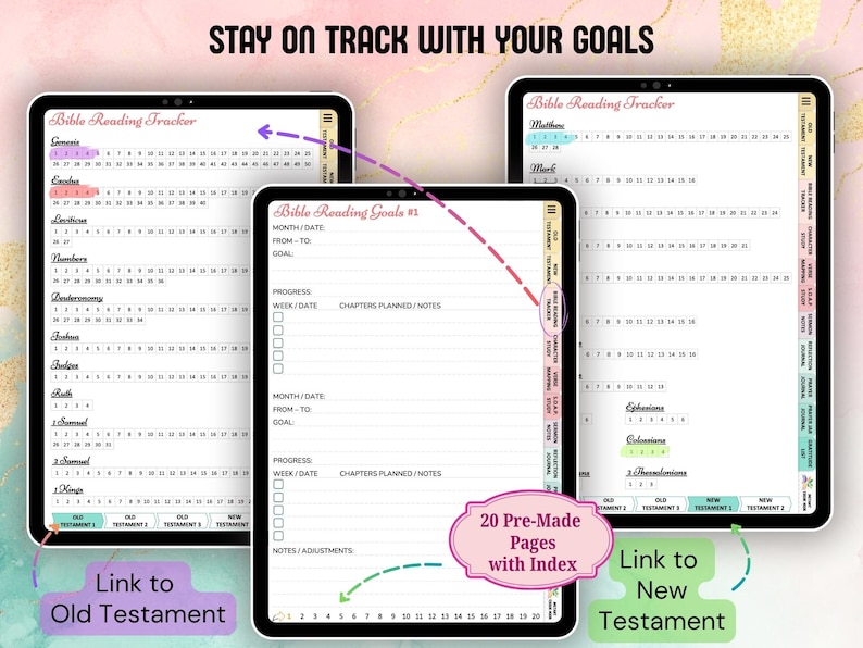 All-in-one ASV Digital Bible Study Planner in Pink, Hyperlinked PDF for ...