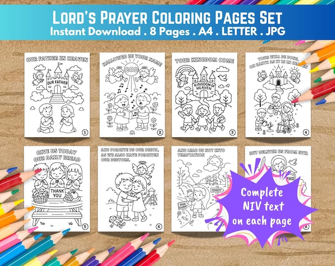 Lord’s Prayer Coloring Pages for Kids - 8 NIV Parts, Printable ...