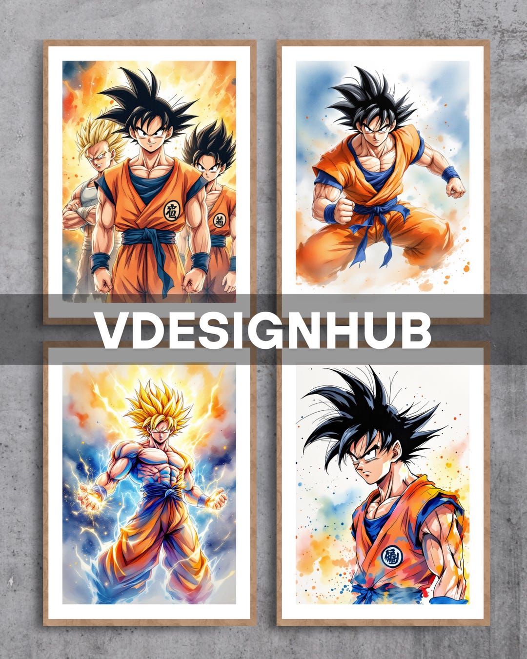 Goku Poster Wall Art Bundle • Super Saiyan Canvas Posters • Dragon Ball ...