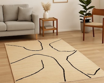 Handwoven Jute Area Rug: Scandinavian Modern Abstract Design - Etsy