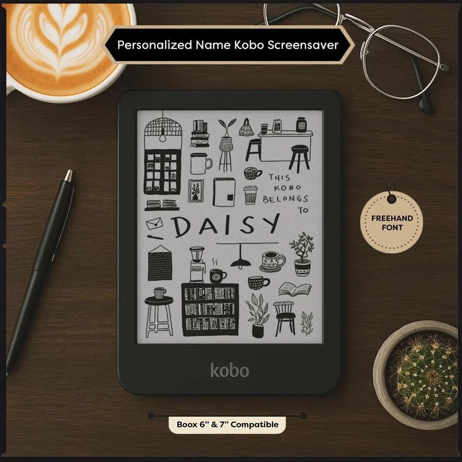 Customizable Kobo Screensaver: Café & Bookshop E-ink Art - Etsy