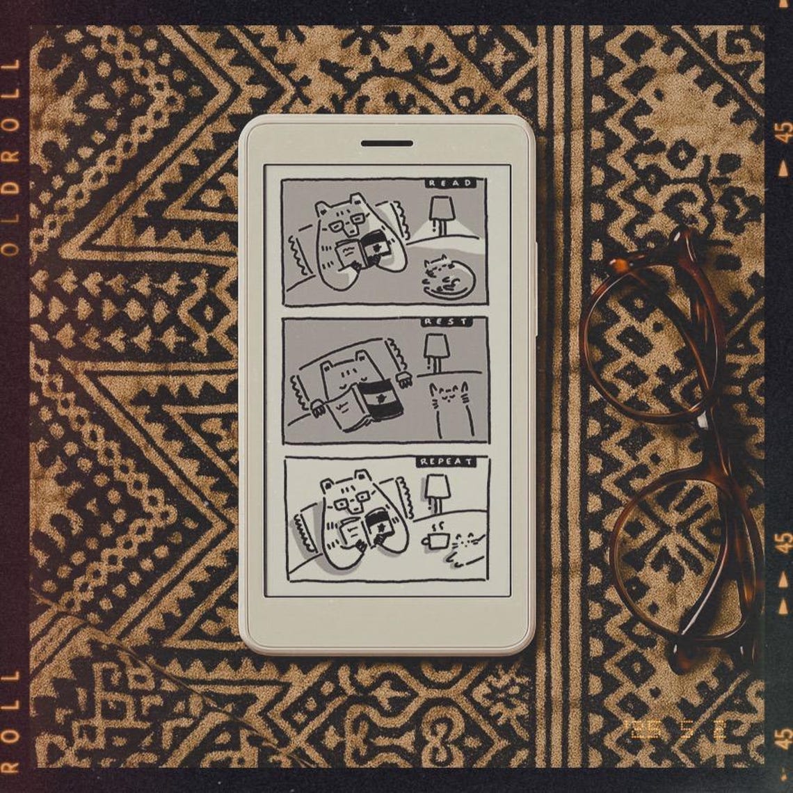 Boox Palma Screensaver & Lockscreen | Read Rest Repeat Comic Hand Drawn ...
