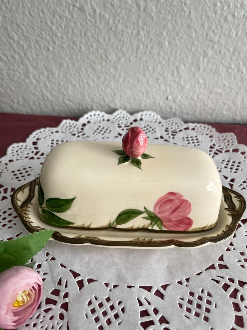 Franciscan Butter Dish - Porcelain Butter Plate - Hand Painted Unique ...