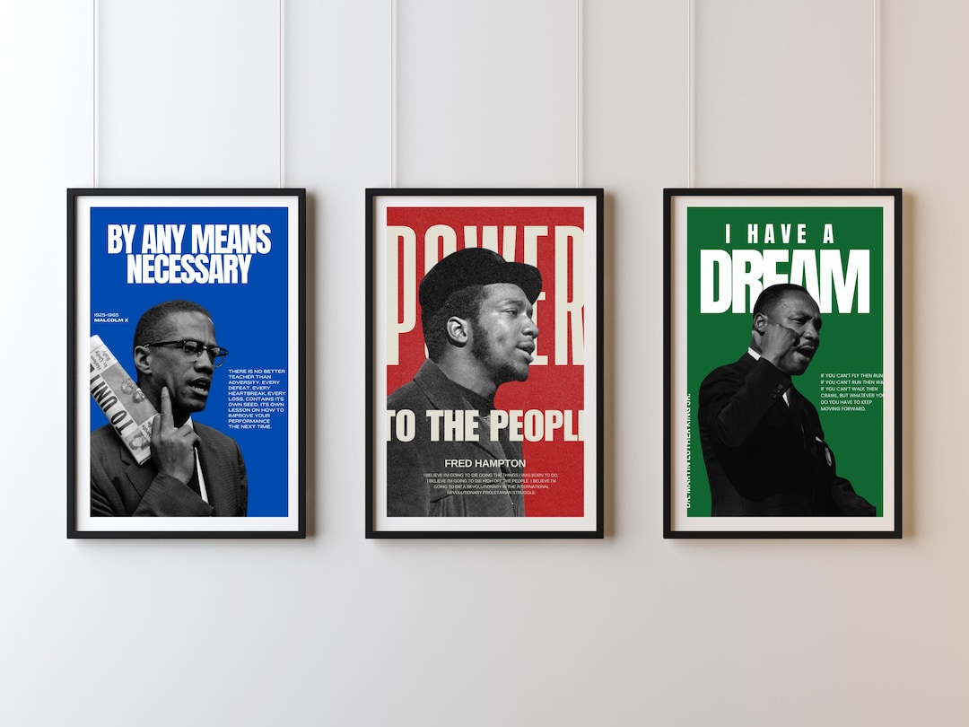 Civil Rights Leaders Wall Art Bundle – Malcolm X MLK Fred Hampton ...