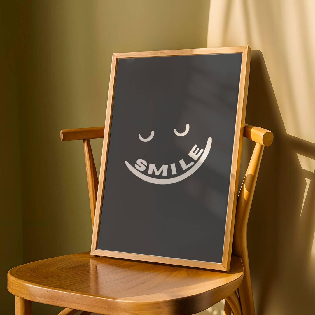 Smile Grey Printable Wall Art, Inspirational Poster, Fun Home Office ...