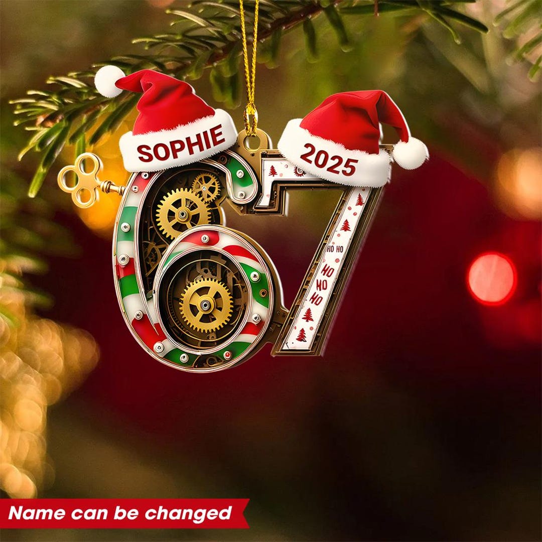 Personalized 6 7 Steampunk Gears Ornament, Custom Name Christmas Gift ...