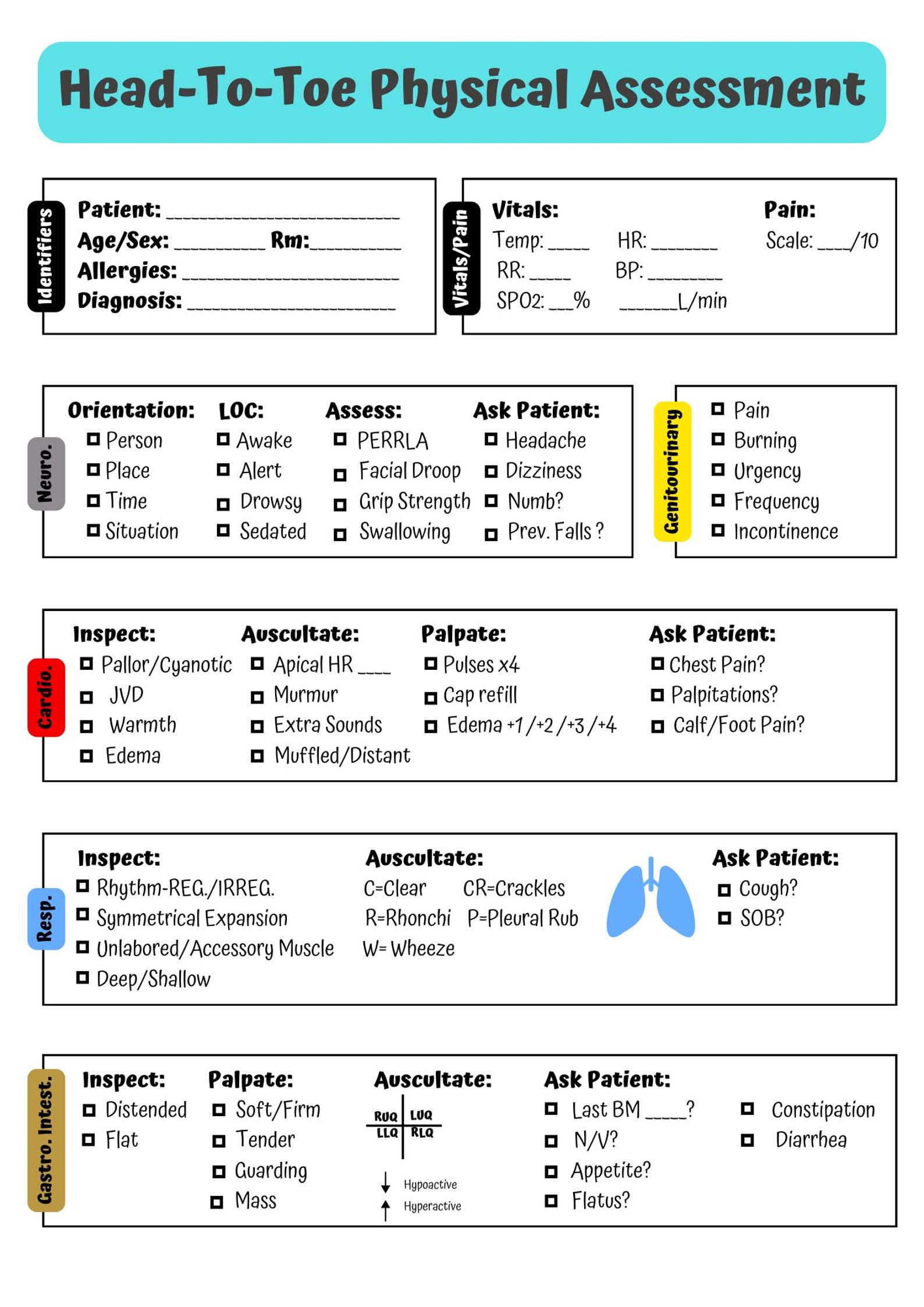 Simplified Head-to-toe Physical Assessment Tool - Etsy