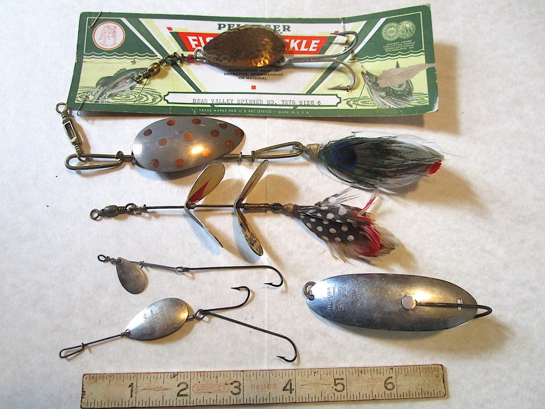 BONUS Added LR54 SIX 1 Pflueger Metal Old Fishing Lures Classics All ...
