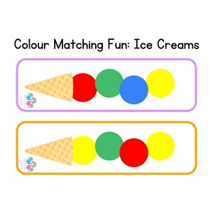 Ice Cream Colour Matching Activity Printable Preschool Learning Game - Etsy