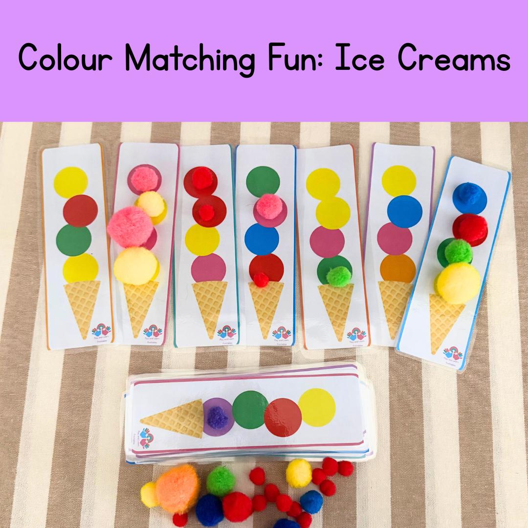 Ice Cream Colour Matching Activity Printable Preschool Learning Game - Etsy