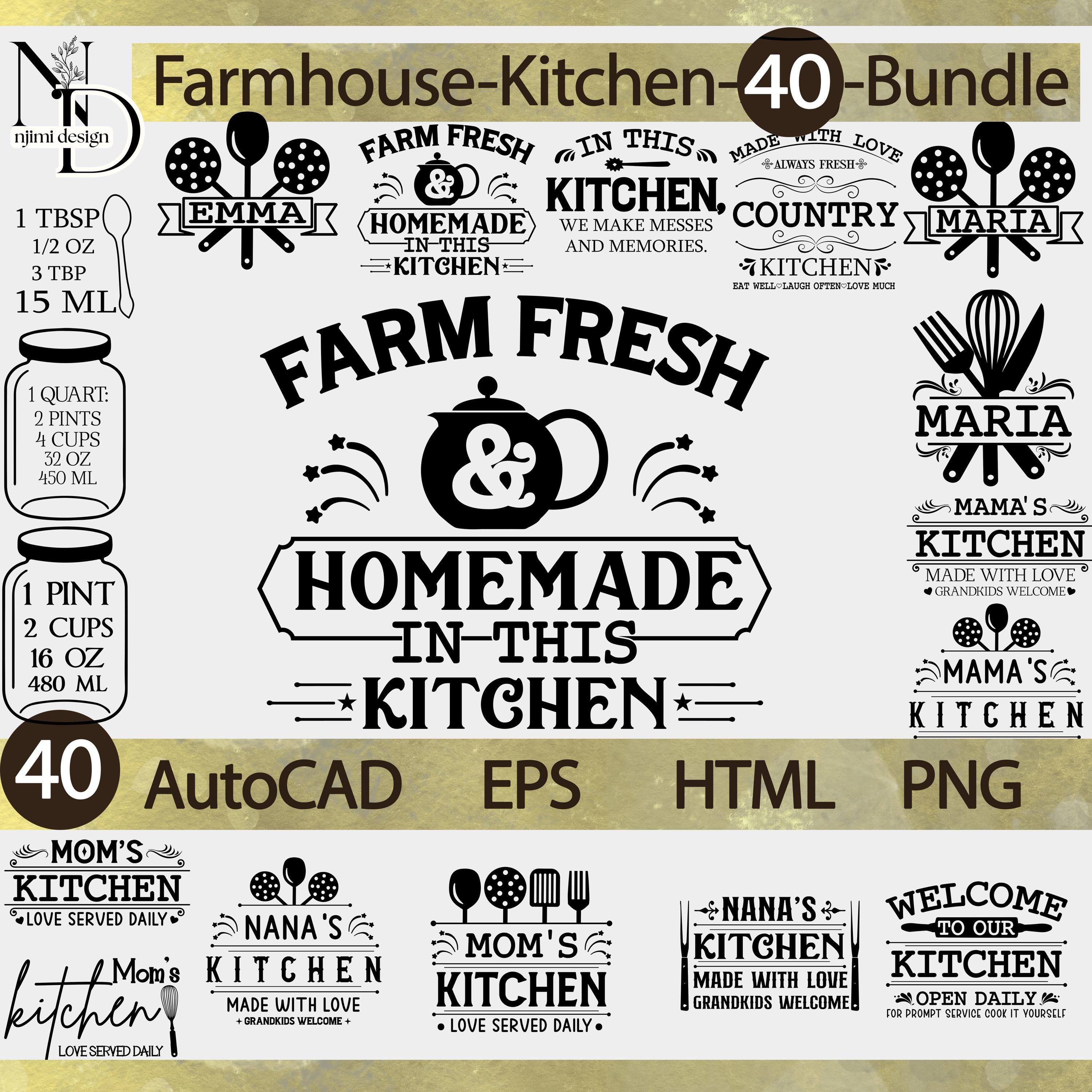 Farmhouse Kitchen SVG Bundle: 40 Rustic Quotes, Signs (digital Download ...