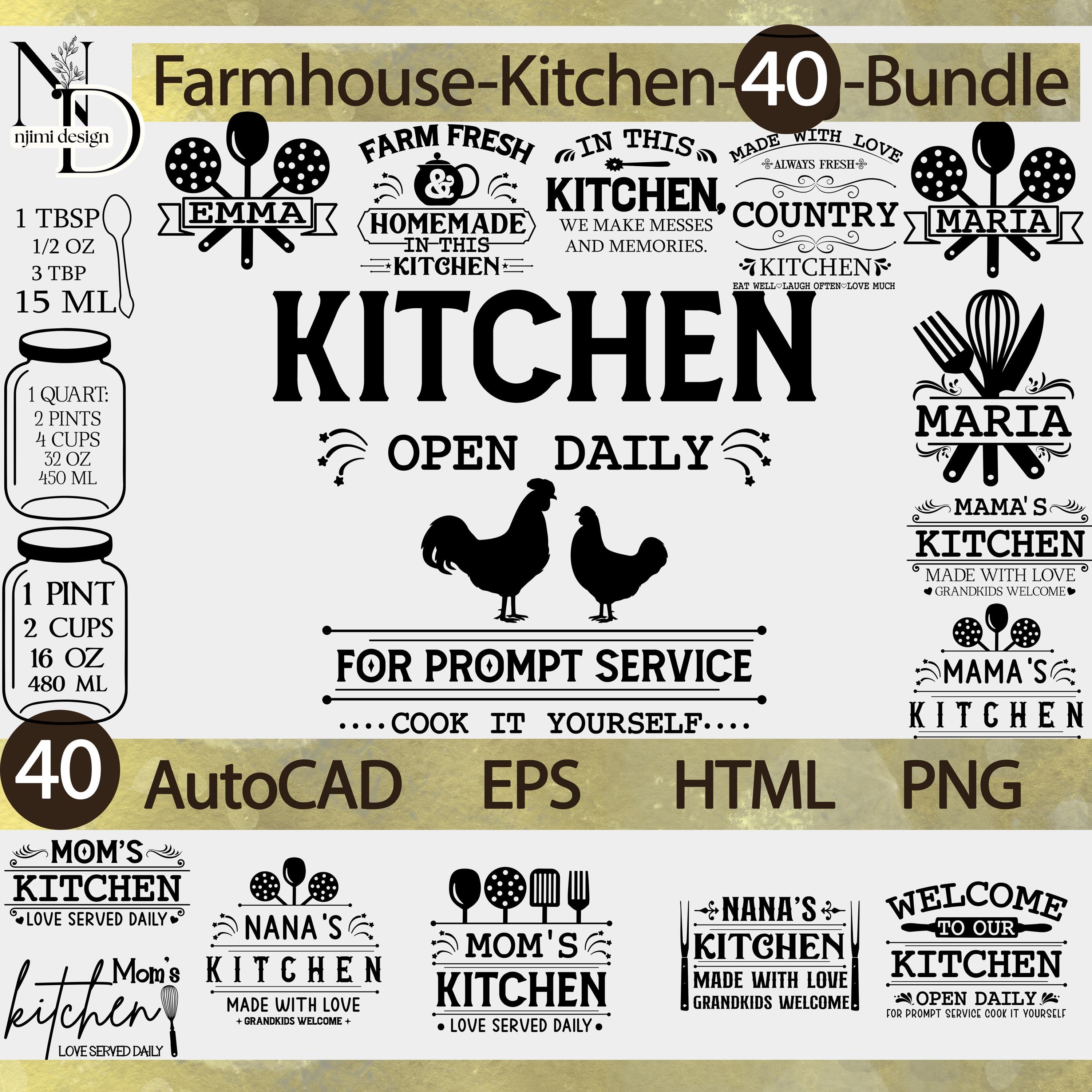Farmhouse Kitchen SVG Bundle: 40 Rustic Quotes, Signs (digital Download ...