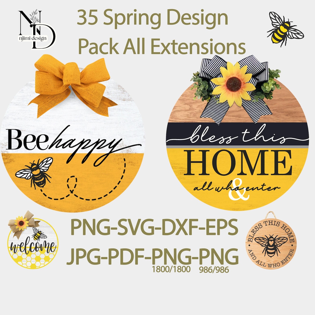 Spring Bee Farmhouse Door Hanger SVG Bundle (digital Download) - Etsy