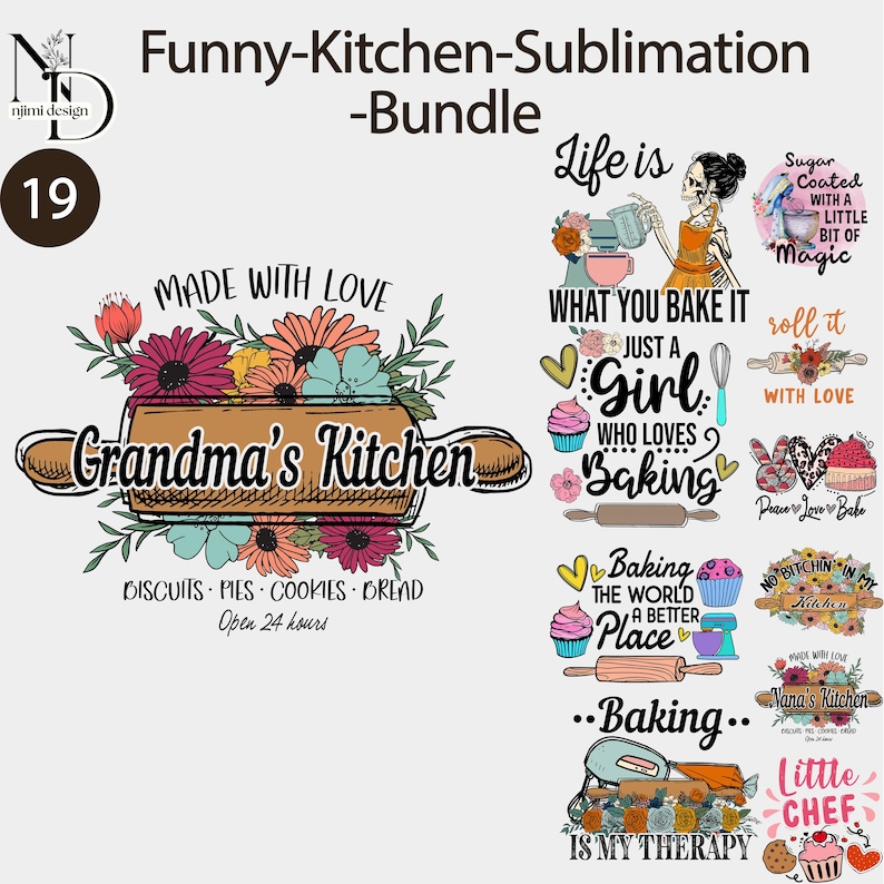 Funny Kitchen Quotes PNG Bundle: Baking Decor (digital Download) - Etsy