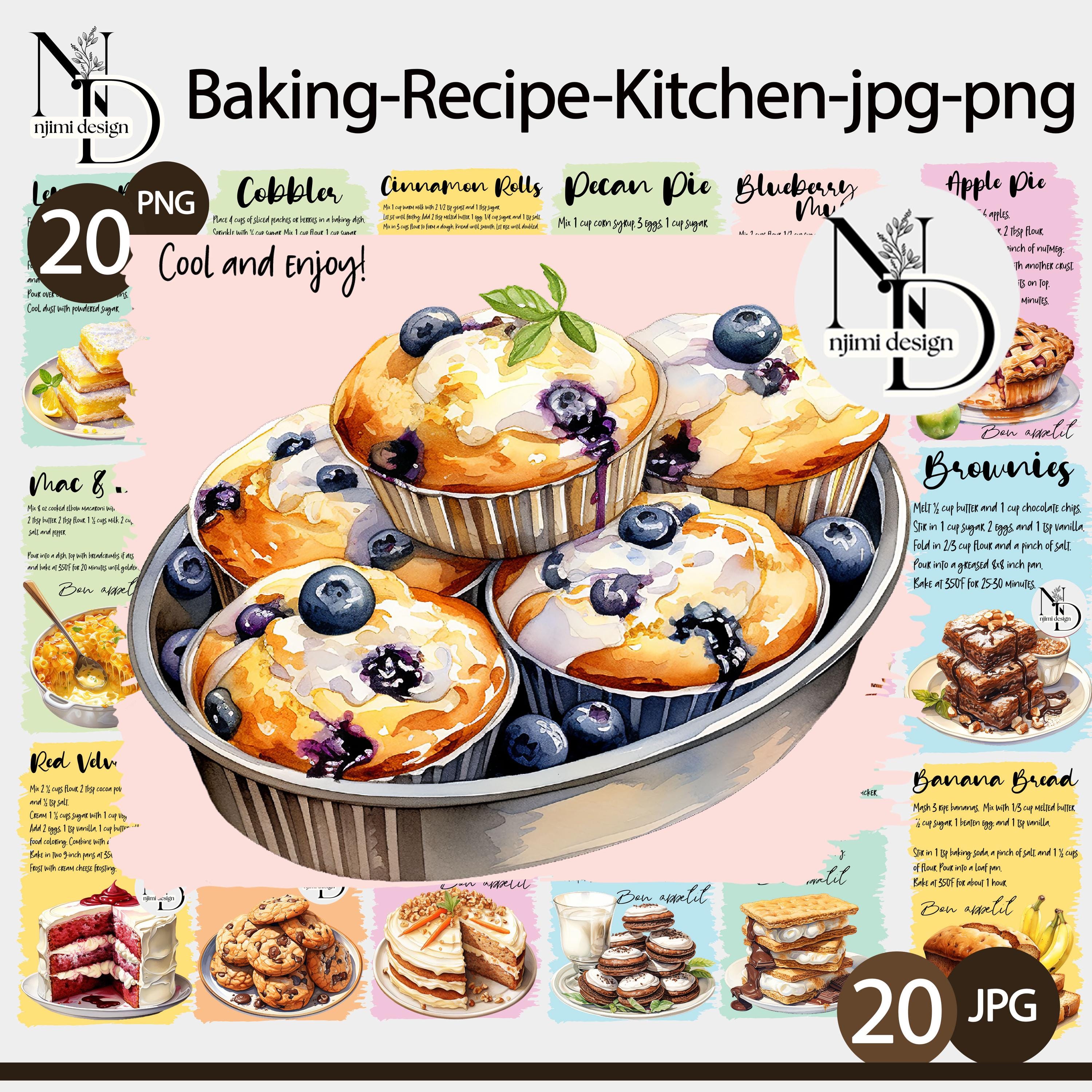 Baking Recipe Clipart Bundle: Kitchen Food Art (JPG, PNG) - Etsy