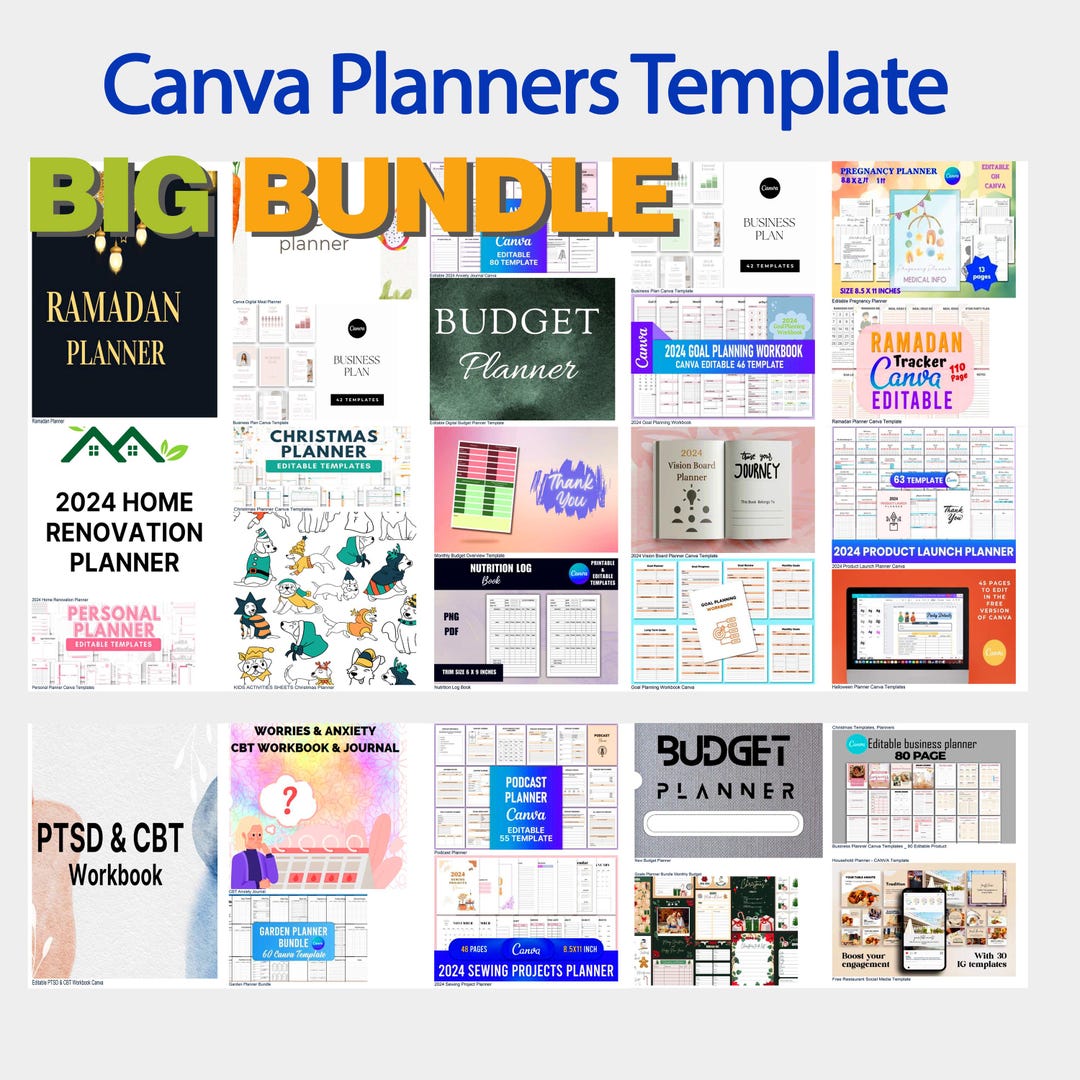 Editable Canva Planner Templates Bundle: Budget, Goals, Business ...