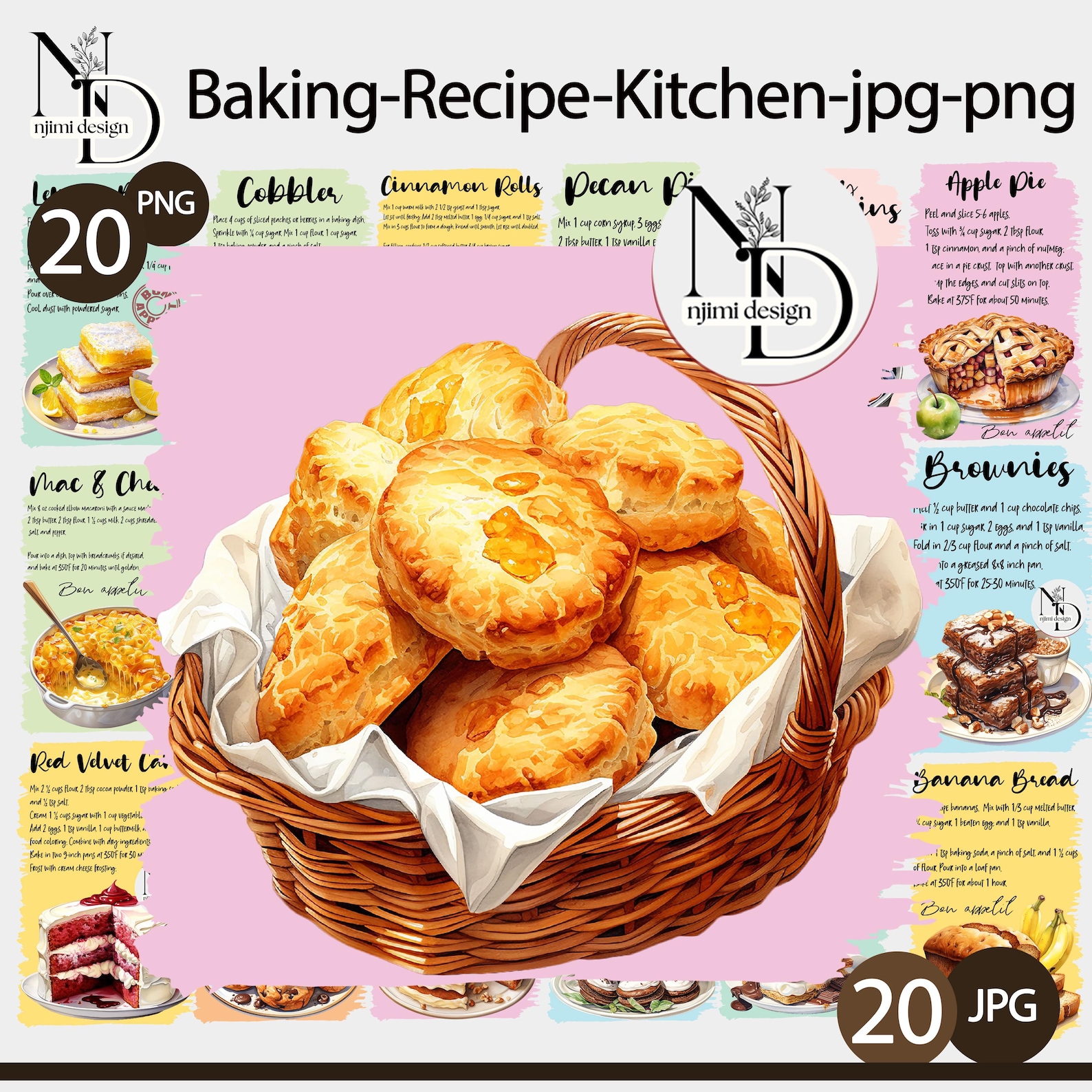 Baking Recipe Clipart Bundle: Kitchen Food Art (JPG, PNG) - Etsy