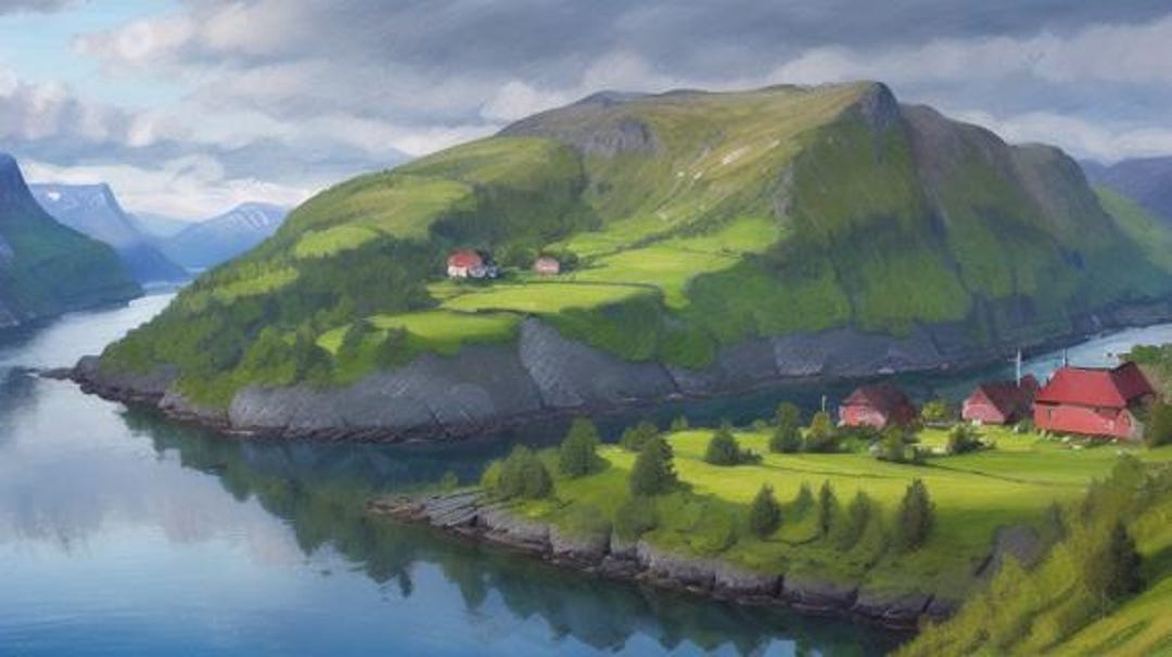 Scandinavian Fjords Digital Art – Majestic Fjord Landscape Painting ...