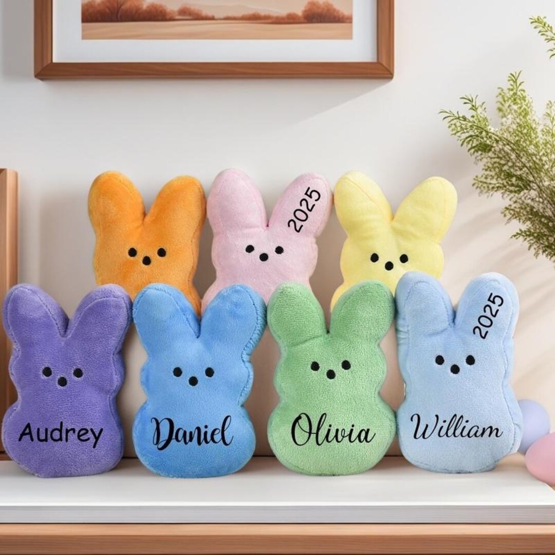 Personalized Crocheted Easter Peep Bunny Plush Toy, Customized Bunny ...