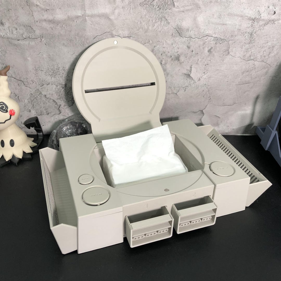 Retro Playstation Tissue Box 3D Printed Organizer With Magnetic Lid ...