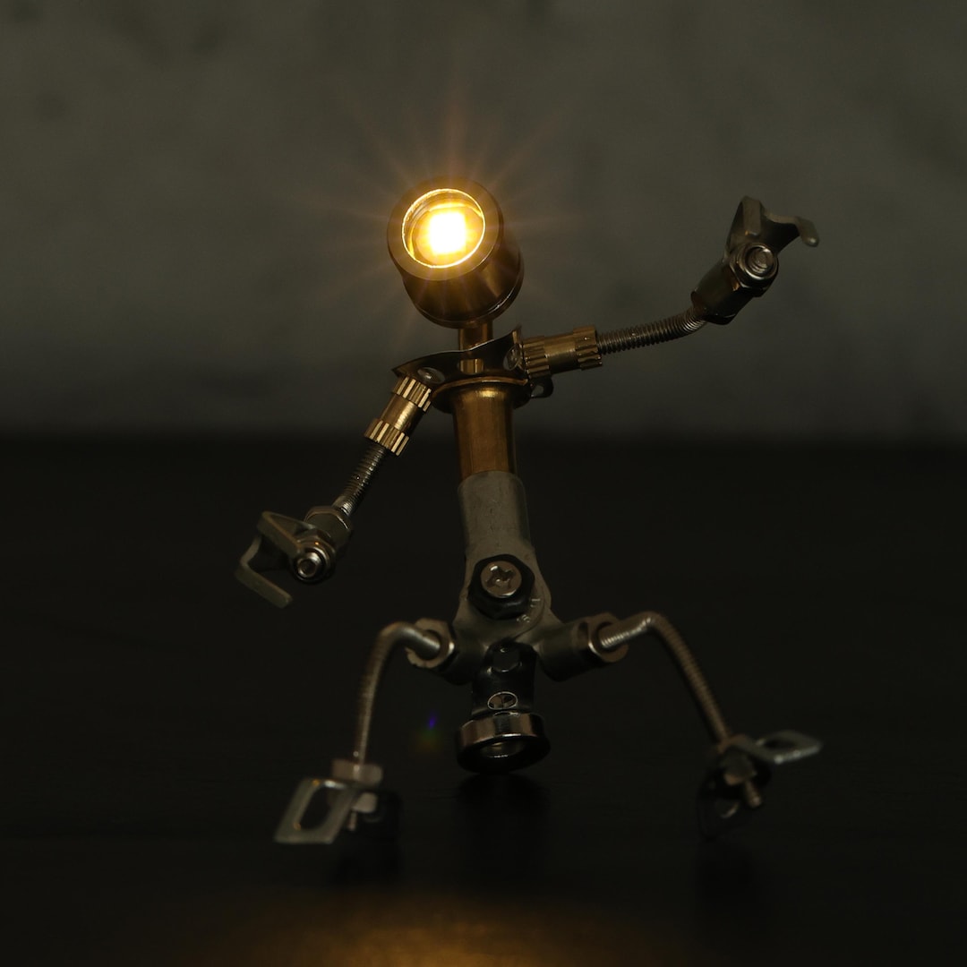 Steampunk Robot Desk Lamp With LED Light Handcrafted Metal Mechanical ...