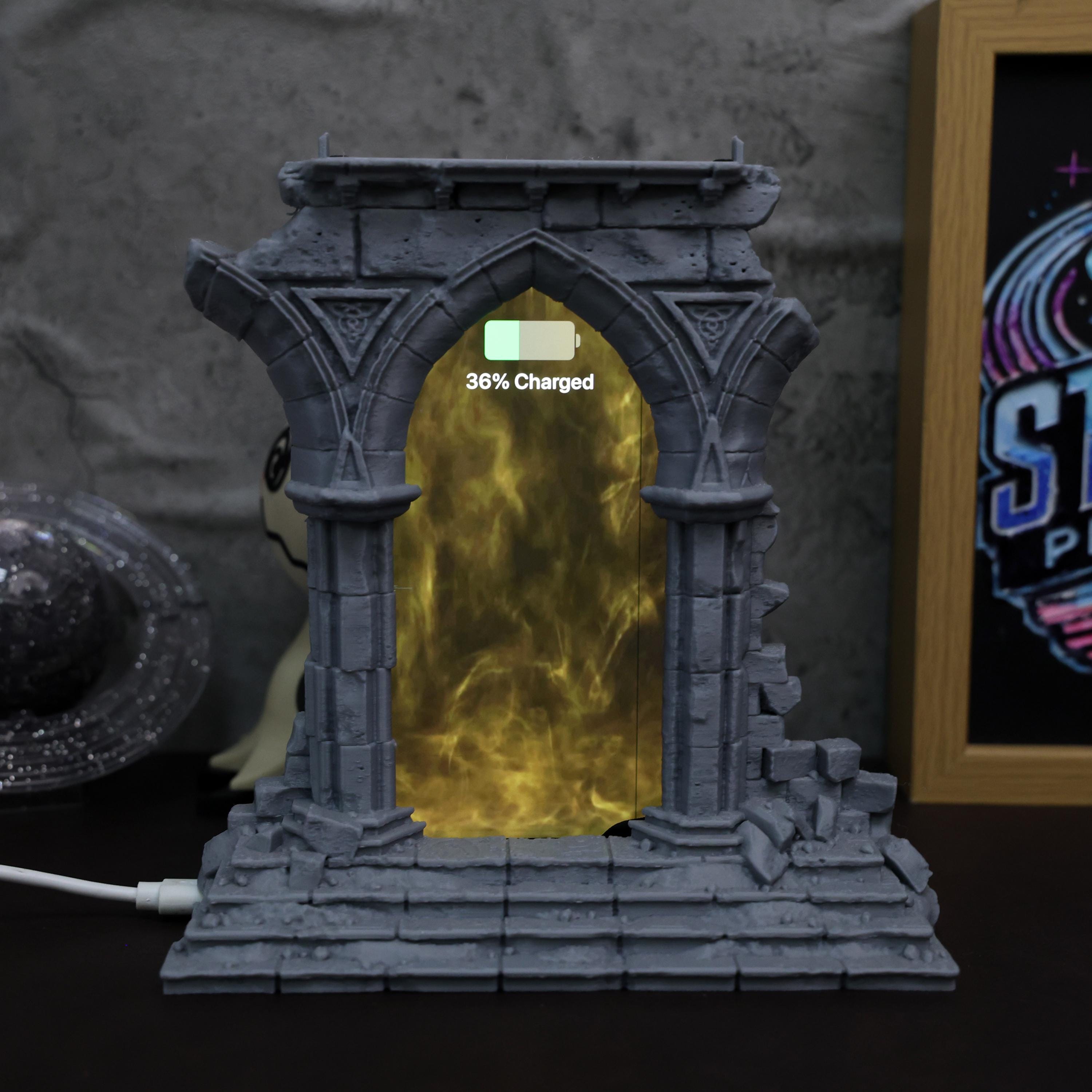 Portal Phone Stand & Wireless Charger 3D Printed Magic Gateway LED Dock ...