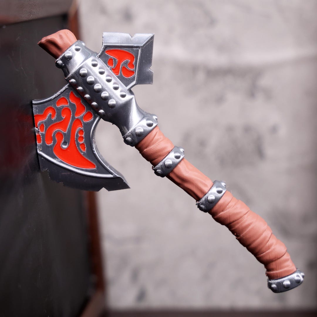 Sci-fi Battle Axe Fridge Magnet 3D Printed Fantasy Weapon Metallic ...