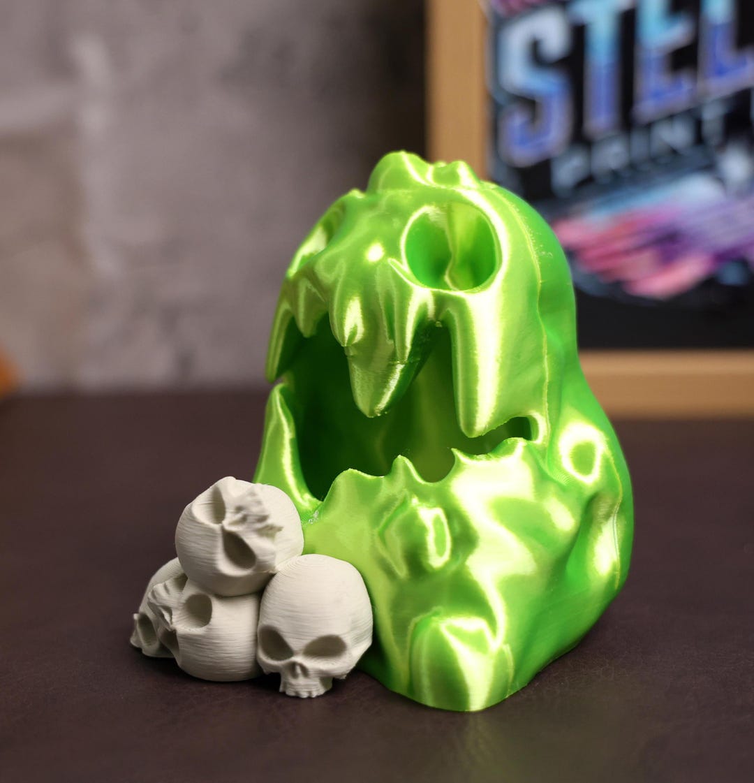 Slime Blob Skull Details Glossy Green Slime 3D Printed Figure for ...