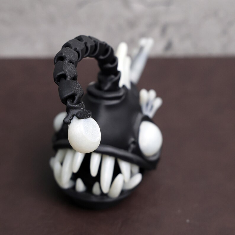 Glowing Anglerfish 3D Printed Model Articulated Flexible Deep Sea Fish ...