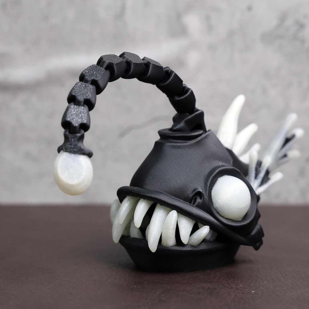 Glowing Anglerfish 3D Printed Model Articulated Flexible Deep Sea Fish ...
