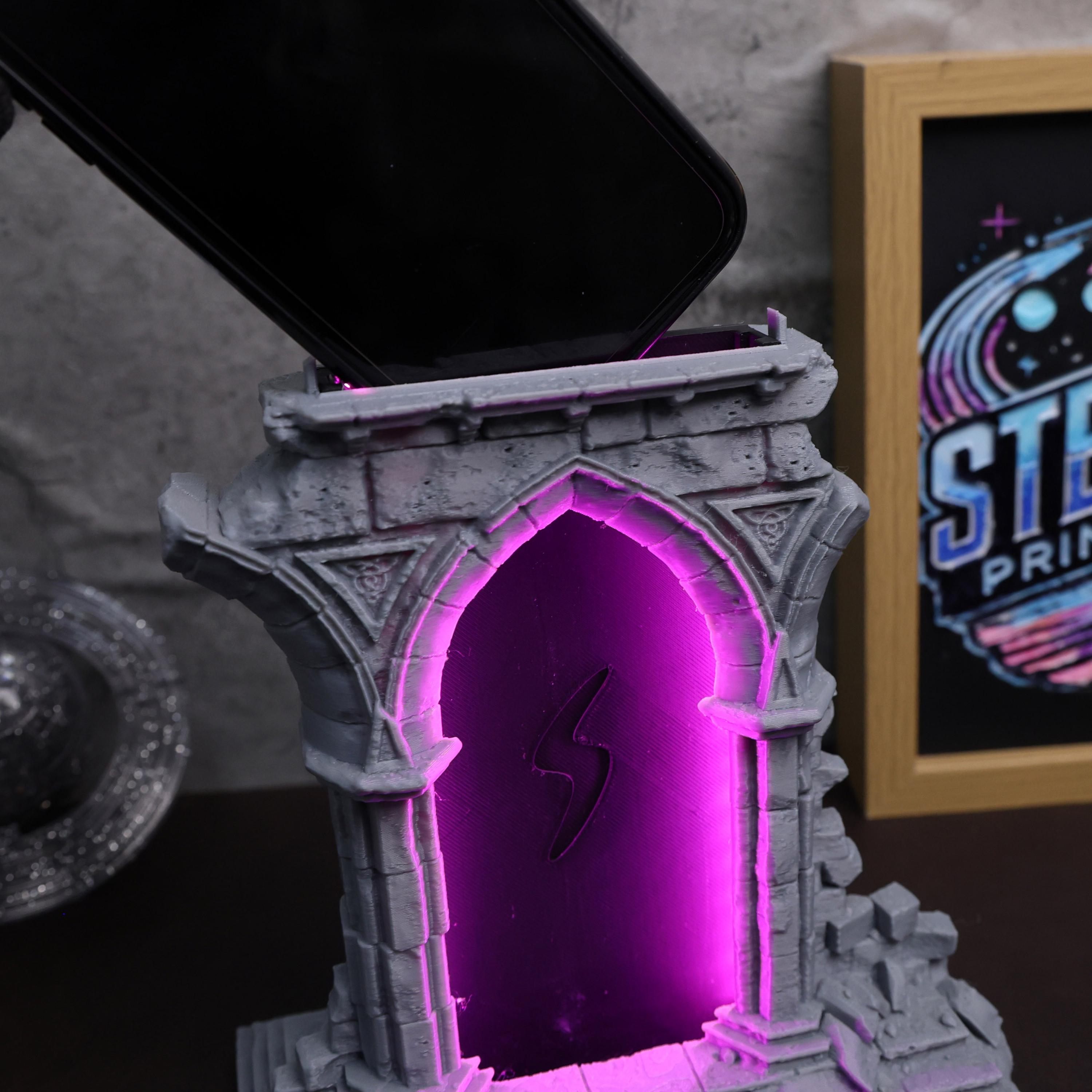 Portal Phone Stand & Wireless Charger 3D Printed Magic Gateway LED Dock ...