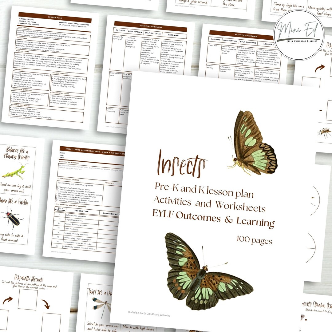 Insect Theme Unit | Printable Preschool and Kindergarten Activities for ...