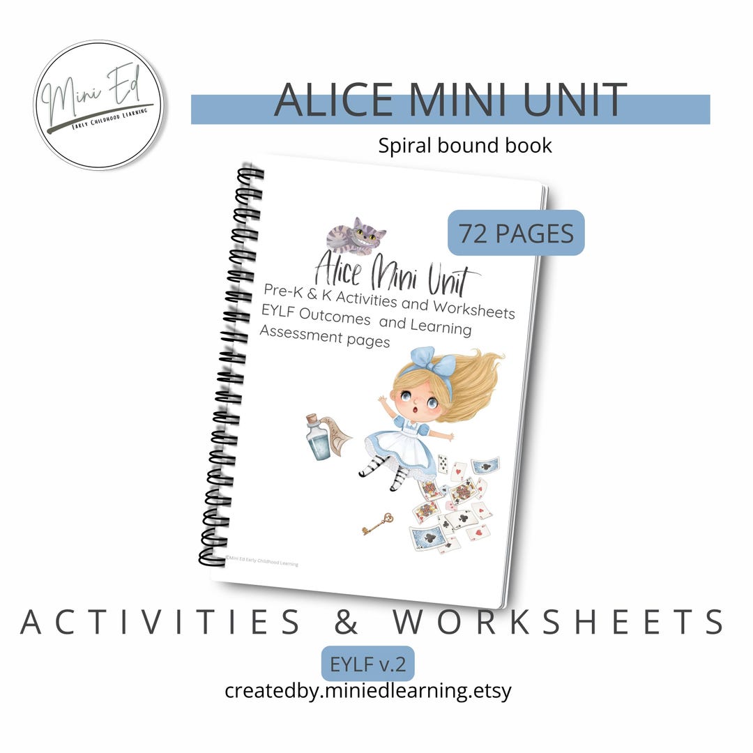 Alice in Wonderland Activities | Spiral Bound Book | Early Childhood ...