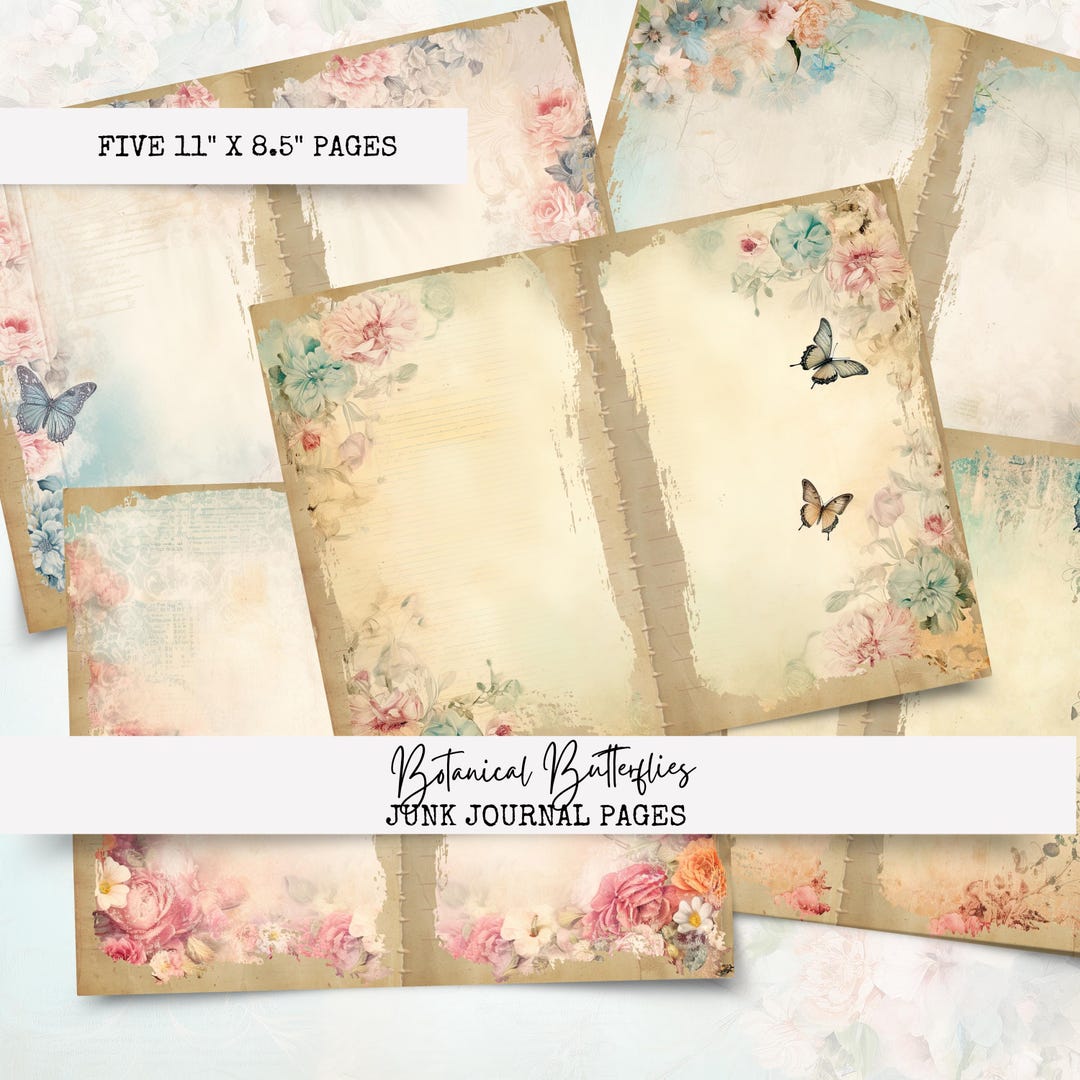 Botanical Butterflies Junk Journal Pages. Vintage Butterflies Junk ...