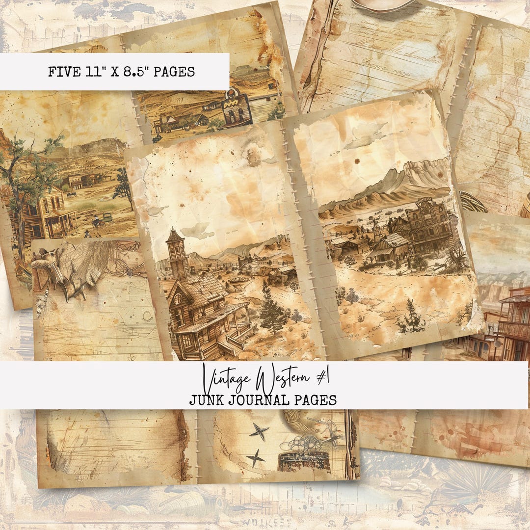 Vintage Western Junk Journal Pages #1. Vintage Neutral Cowboy Junk ...