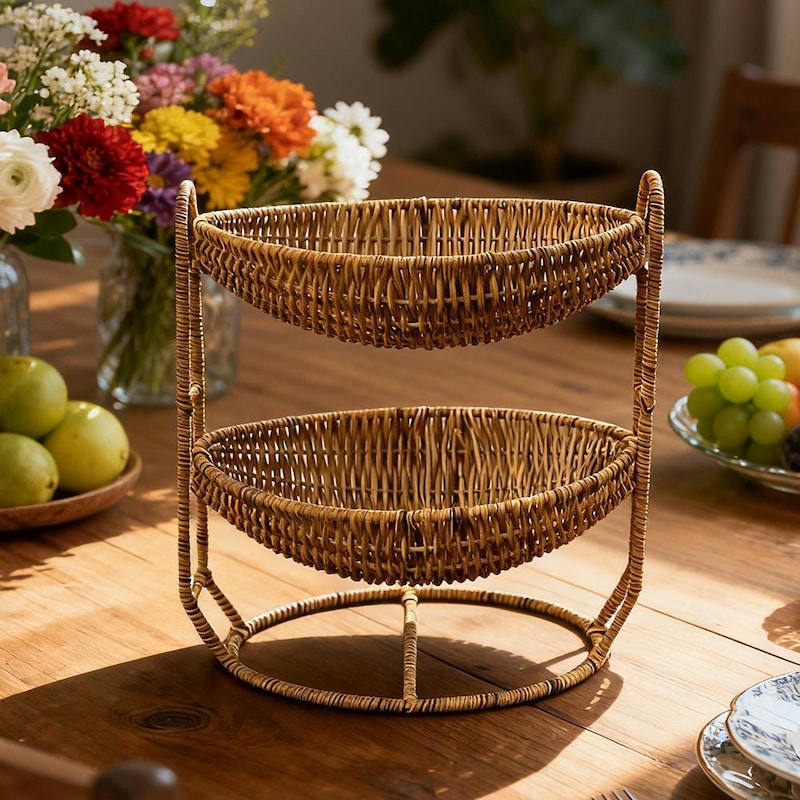 Rattan 2 Tier Stand - Etsy
