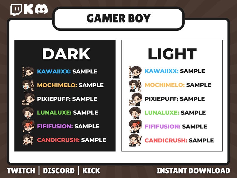 Gamer Boy Chibi Emotes | 20x PNG Streamer Pack (digital Download) - Etsy