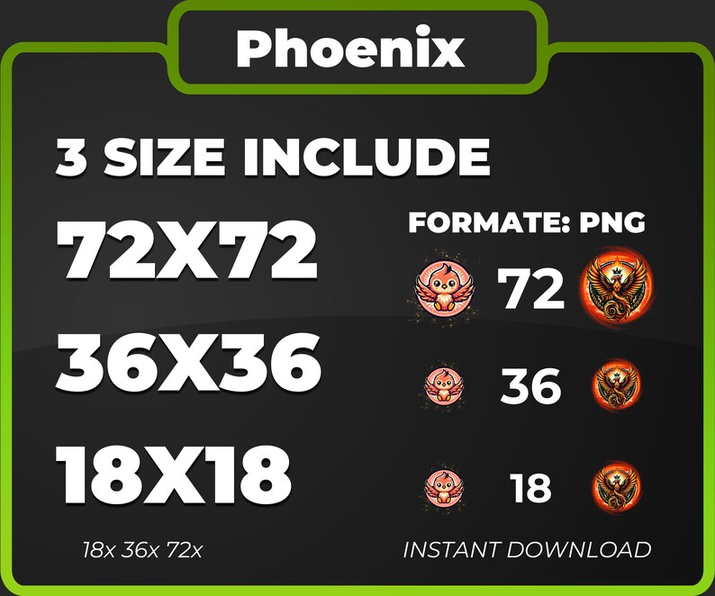 Phoenix Evolution Badges: Twitch, Youtube, Discord, Kick (digital ...