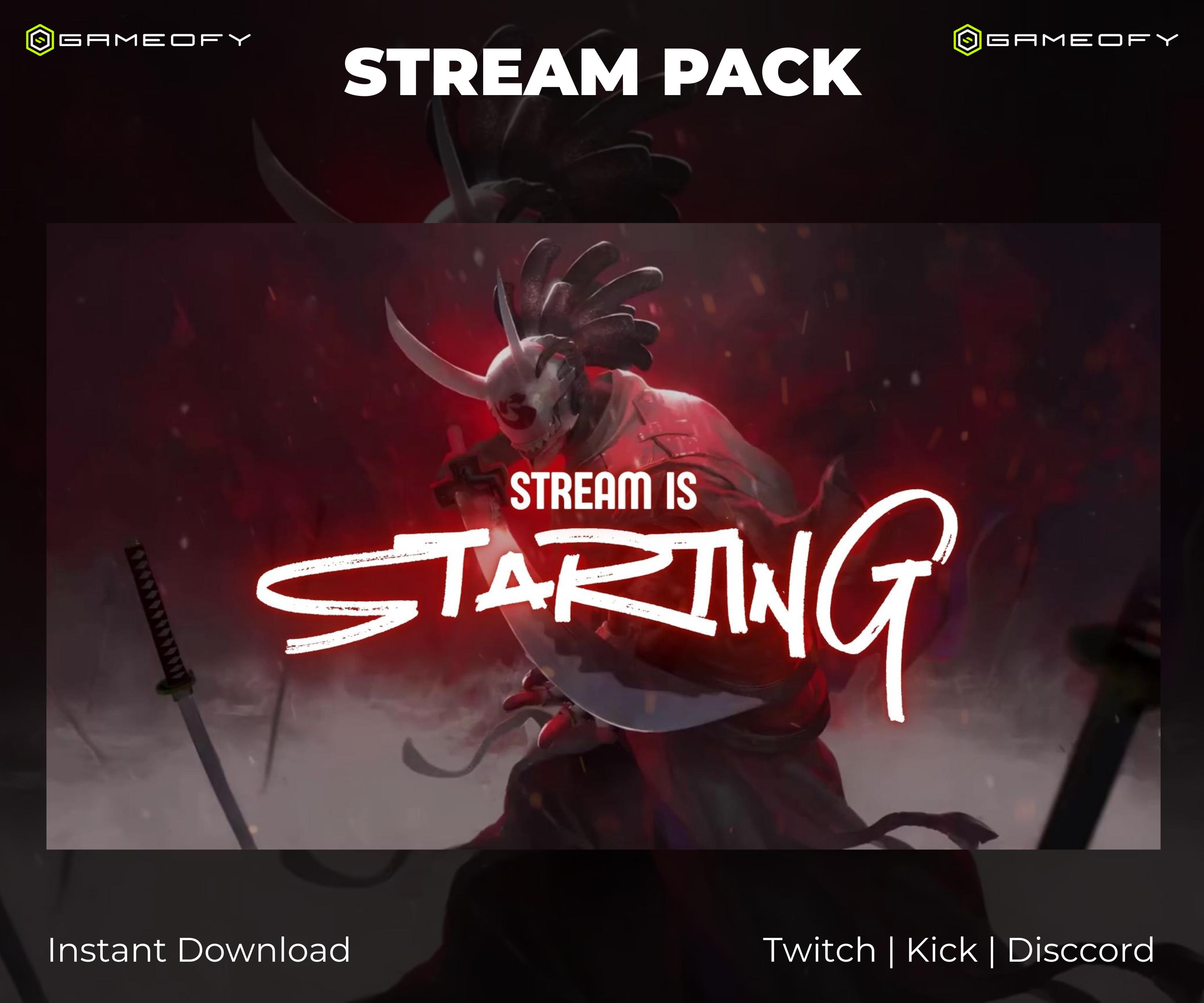 Oni Demon Stream Overlay Pack | Dark Warrior Twitch Screens | Red ...