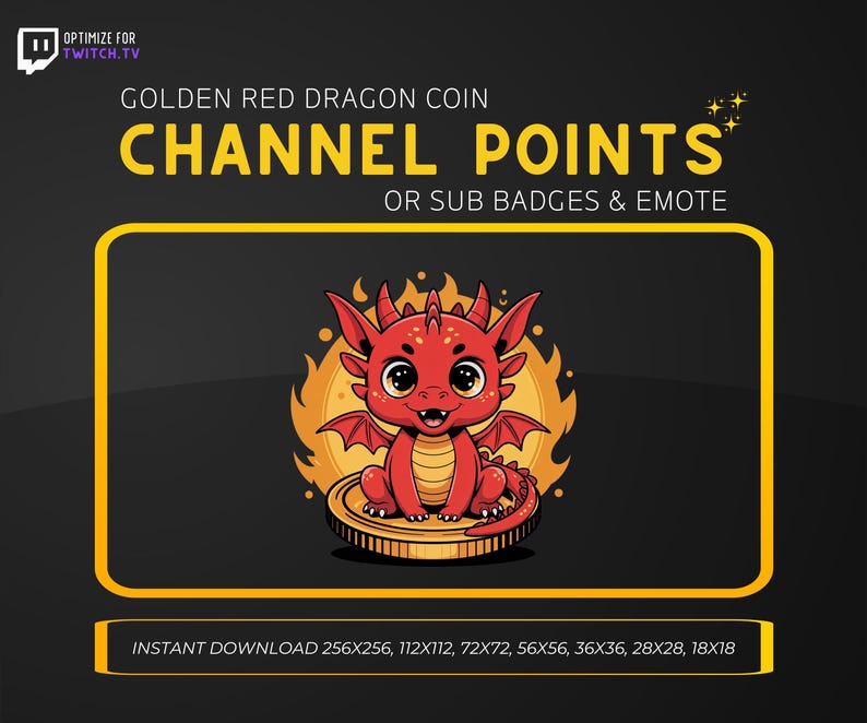 Red Dragon Coin Twitch Badges: Channel Point Icon (PNG) - Etsy