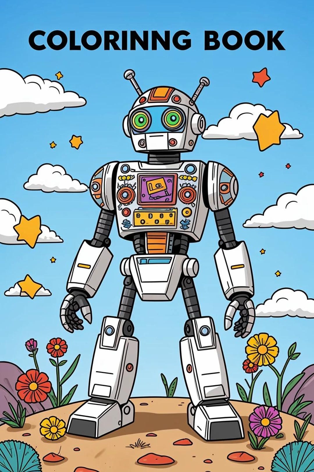 100 Coloring Pages/coloring Book. Robot World. Robot Coloring Book - Etsy