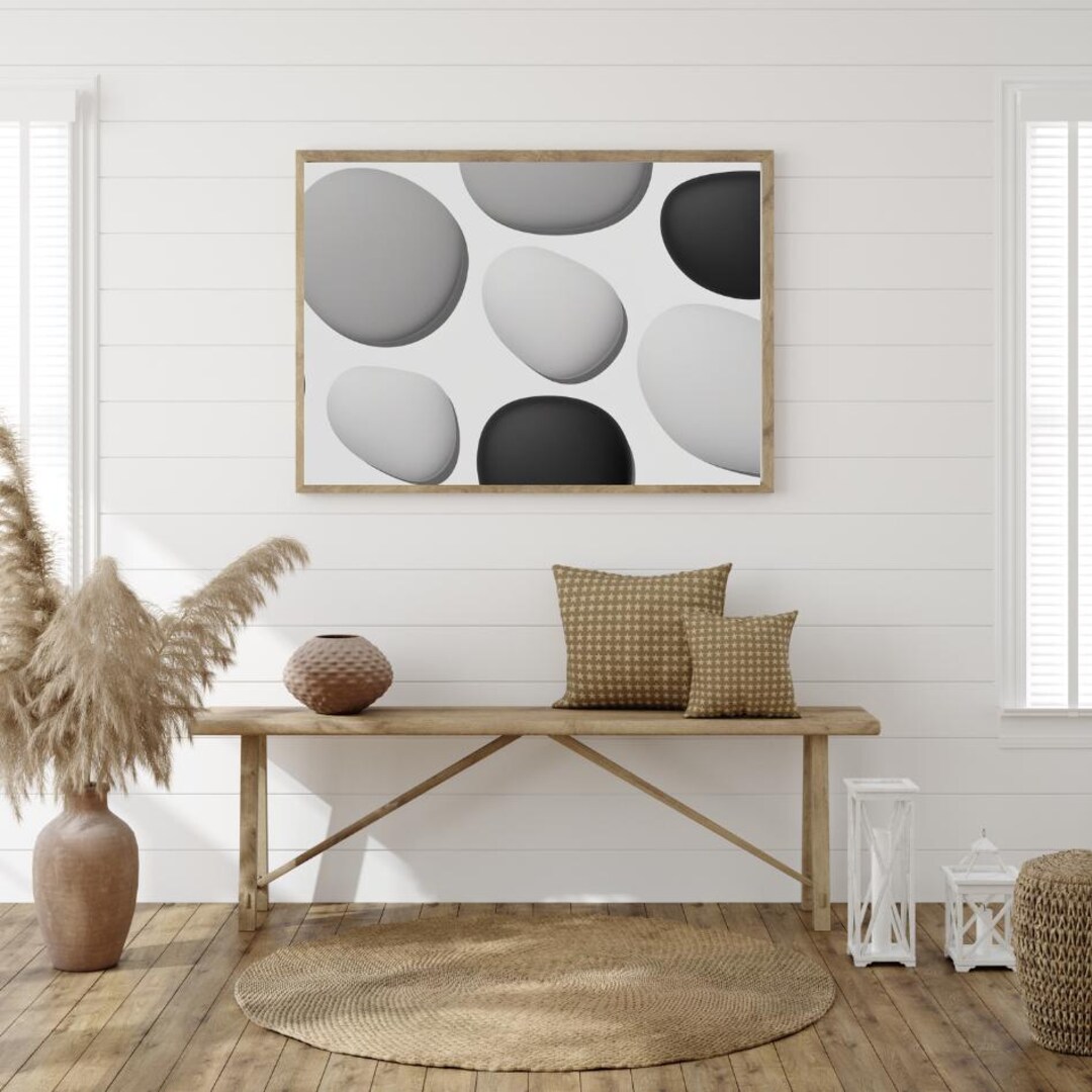 Wall Art Black and White Stone, Modern Stone Art, Neutral Wall Accent ...